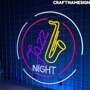 Jazz Night Neon Sign, Saxophone Led Sign, Custom Neon Sign, Jazz Band ...