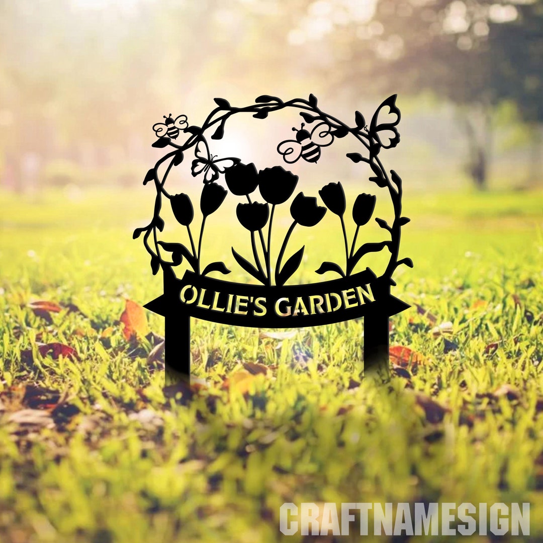 Personalized Beautiful Tulip Flower Garden Metal Stake, Metal Yard With ...