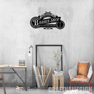Personalized Barber Shop Metal Wall Art With LED Light, Custom Barber ...