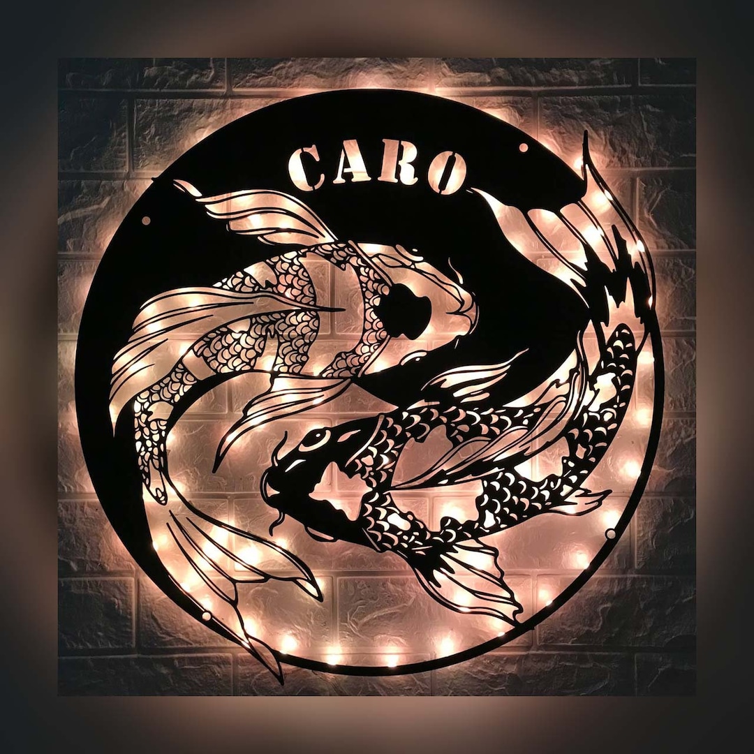 Custom Metal Koi Fish Sign, Ying Yang Koi Fish Metal Wall Art, Koi Fish ...