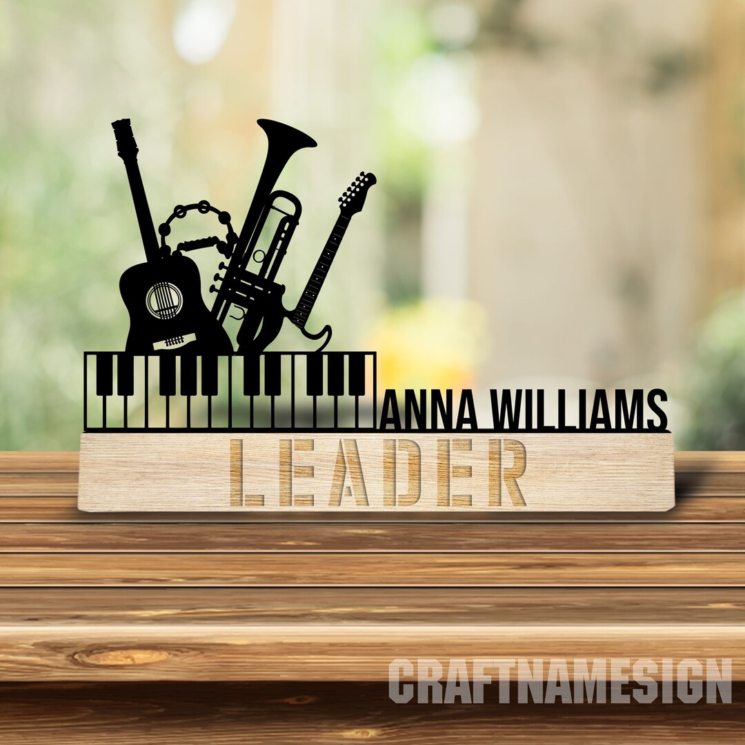 Custom Wooden Music Studio Desk Name Plate, Musician Metal Nameplate ...