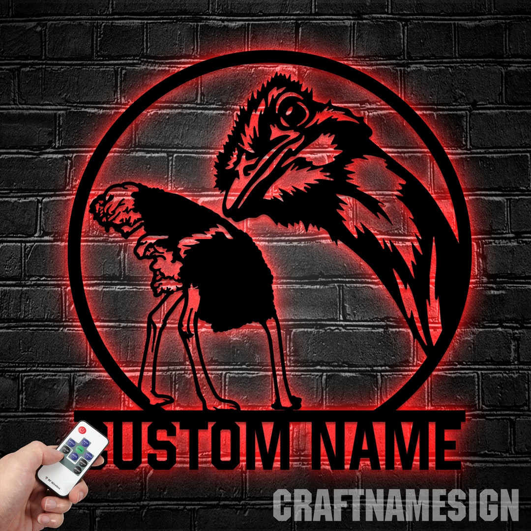 Custom Emu Farmhouse Metal Sign, Emu Bird Metal LED Decor, Personalized ...