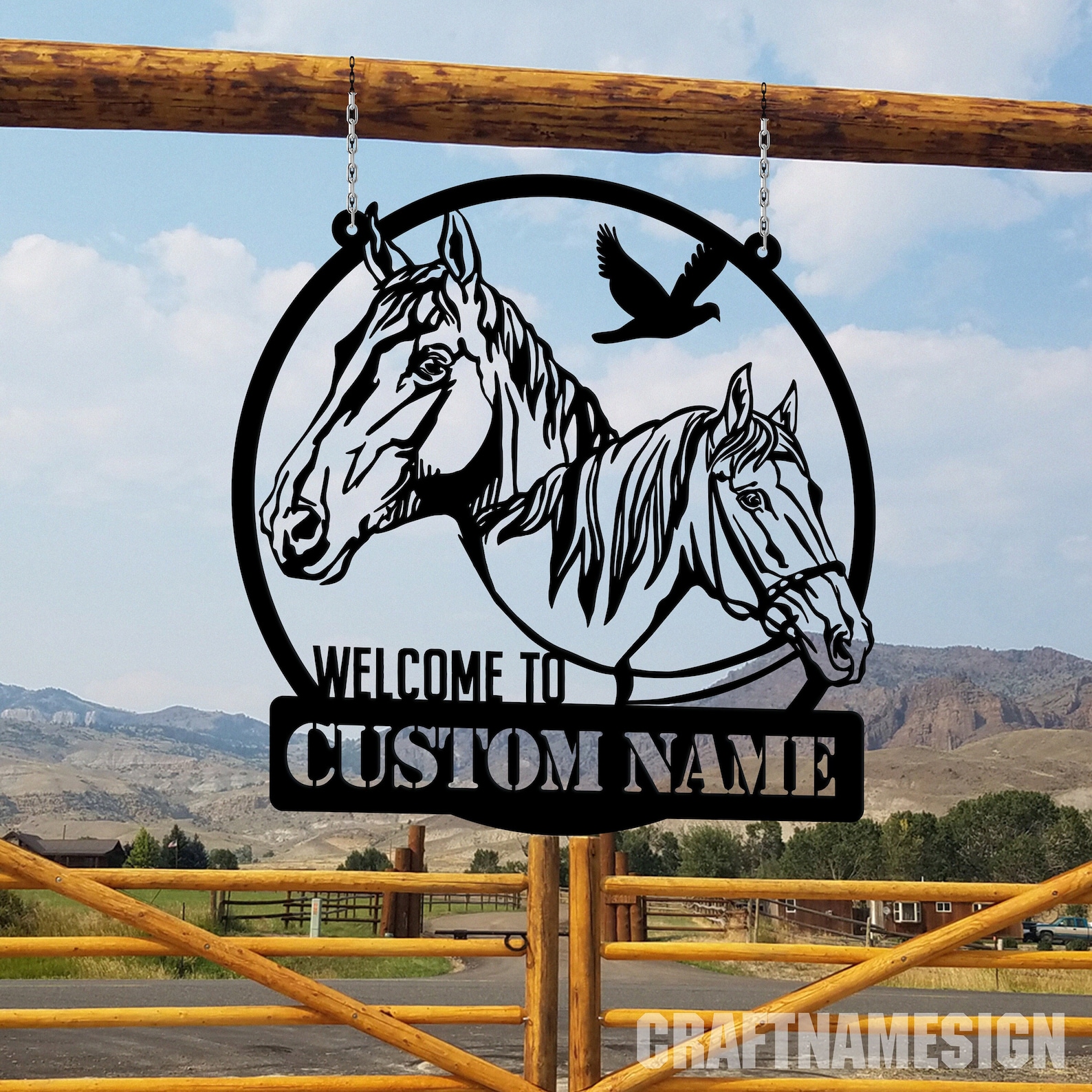 Custom Outdoor Metal Welcome to Horse Farm Sign, Metal Name Sign ...