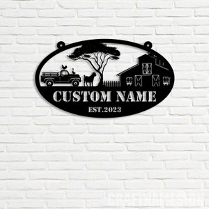 Personalized Outdoor Metal Farm Sign, Metal Name Sign Outdoor, Custom ...
