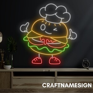Burger Chef Led Sign, Burger Chef Kitchen Neon Sign, Custom Neon Sign ...