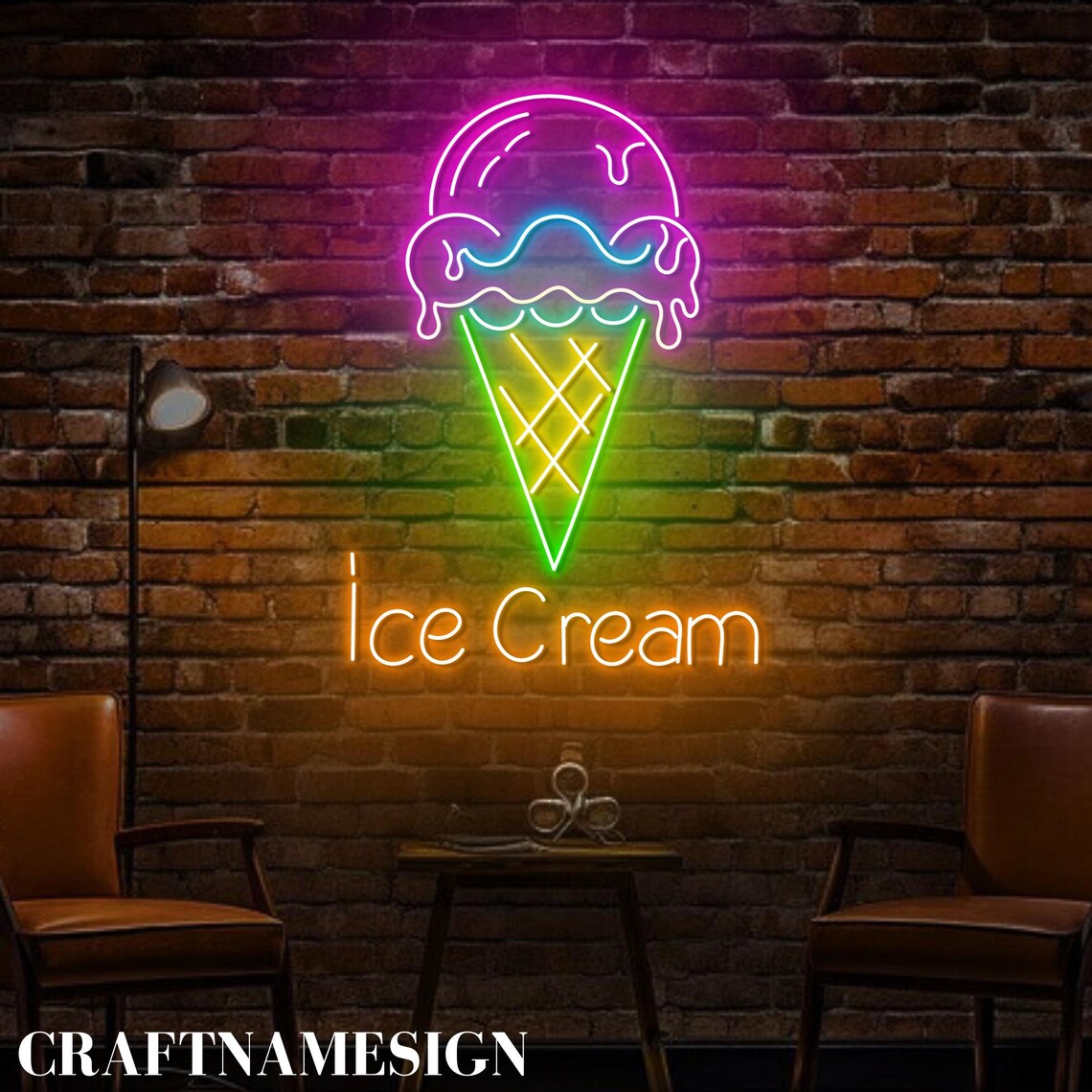 Ice Cream Led Sign, Ice Cream Shop Signboard Neon Sign, Custom Neon Led ...