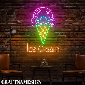 Ice Cream Led Sign, Ice Cream Shop Signboard Neon Sign, Custom Neon Led ...