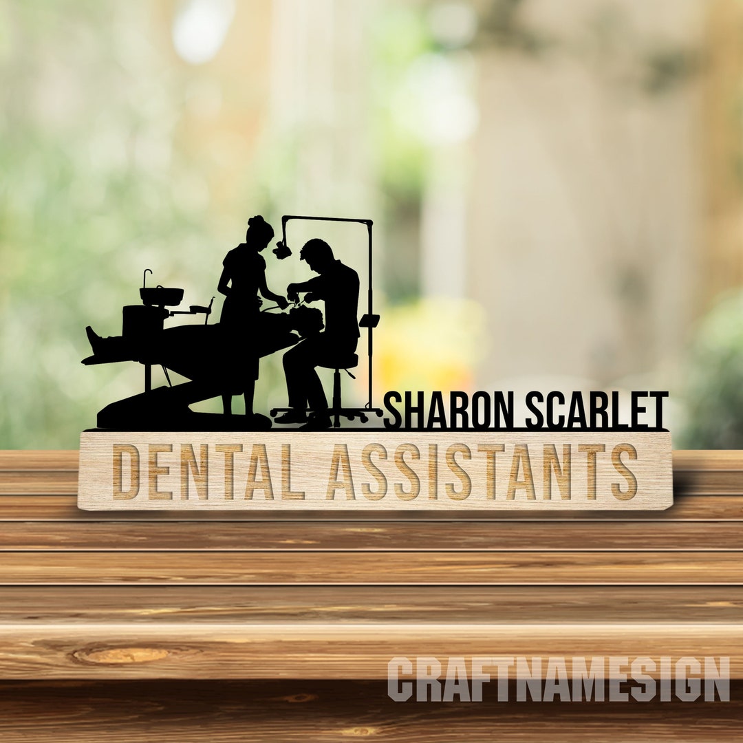 Custom Dentist Wooden Desk Name Plate, Dental Assistant Metal Nameplate ...