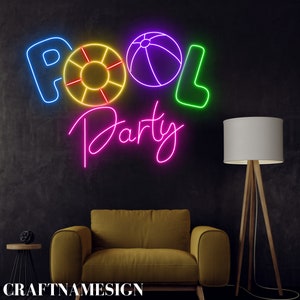 Pool Party Neon Sign, Summer Pool Party Led Sign, Custom Neon Sign ...