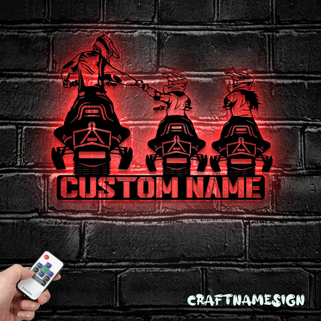 Custom Family Snowmobile Metal Wall Art LED Light Personalized Ski-doo ...