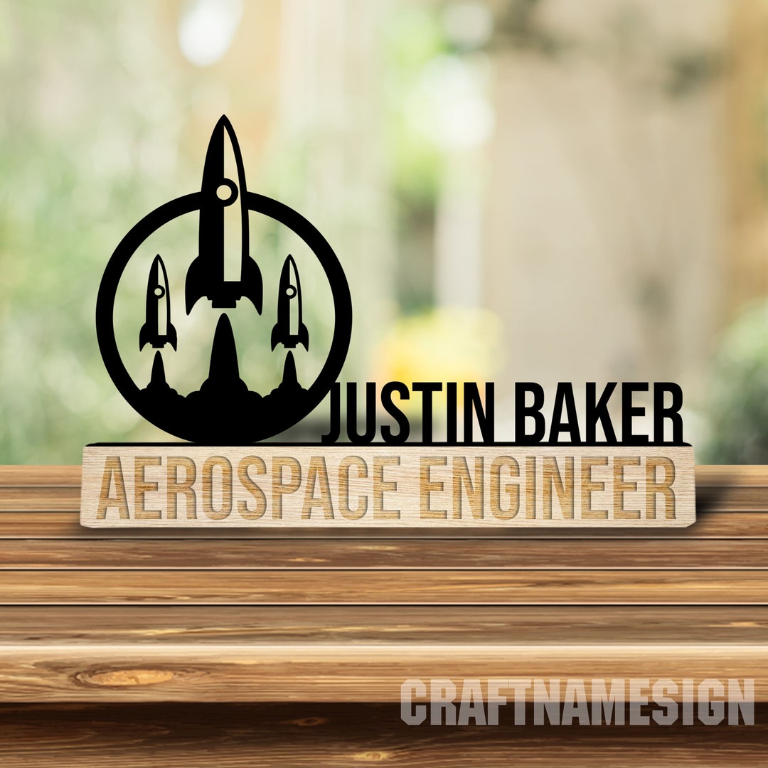 Custom Wooden Aerospace Engineer Desk Name Plate, Aircraft Engineering ...
