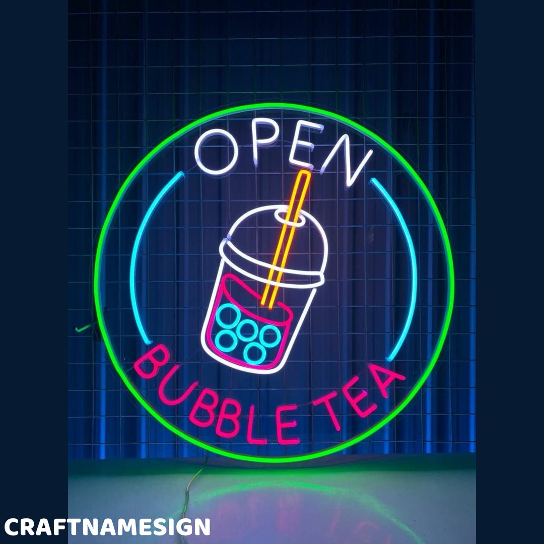 Open Bubble Tea Neon Sign, Bubble Tea Led Sign, Custom Neon Sign, Milk ...
