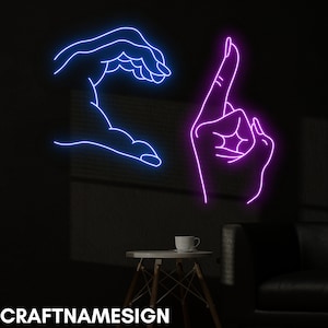 Love Symbol Middle Finger Neon Sign, Valentine Led Sign, Custom Neon ...
