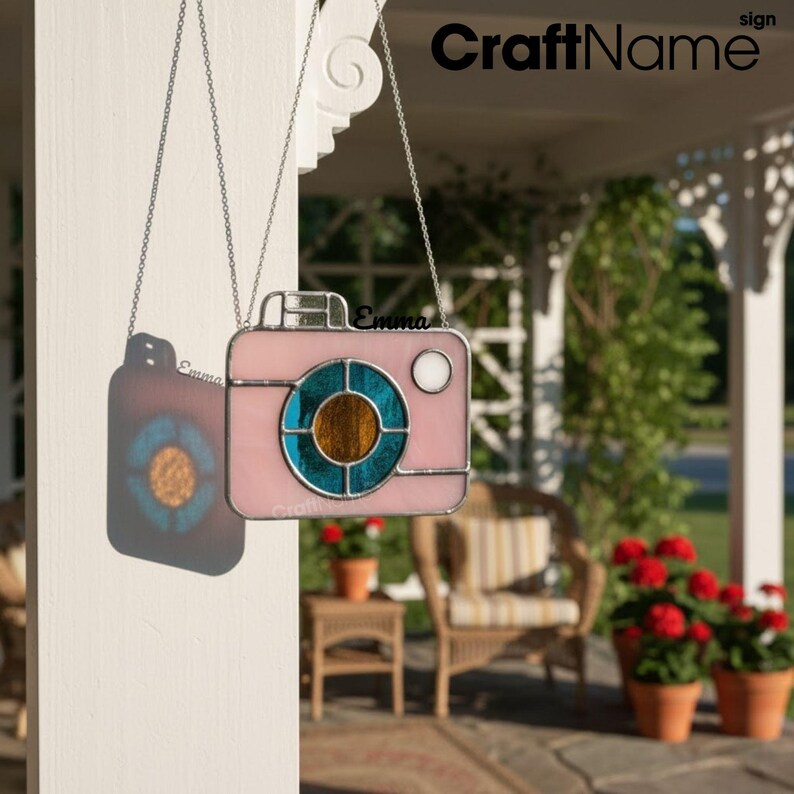 Personalized Camera Stained Glass Window Hanging, Handmade Creative ...