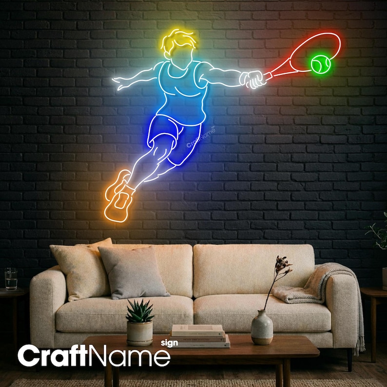 Tennis Athlete Neon Sign, Sport LED Wall Light for Gym or Workout Room ...