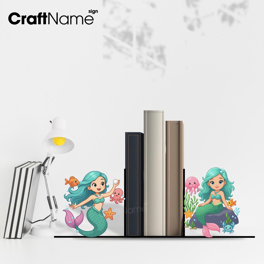 Mermaid Metal Book Stopper, Nautical Ocean Style Bookends for Home ...
