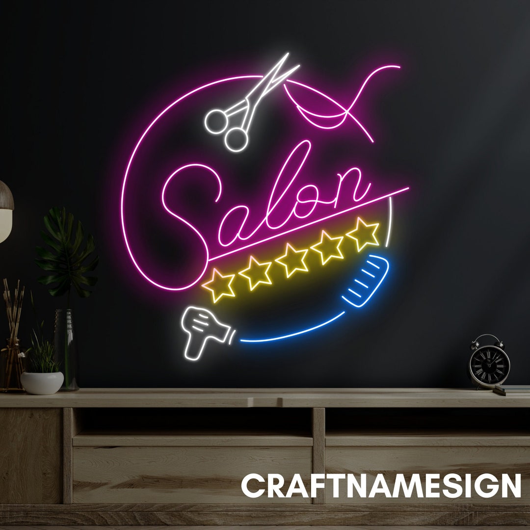 Barber Salon Neon Sign, Hair Salon Led Sign, Custom Neon Sign, Hair ...