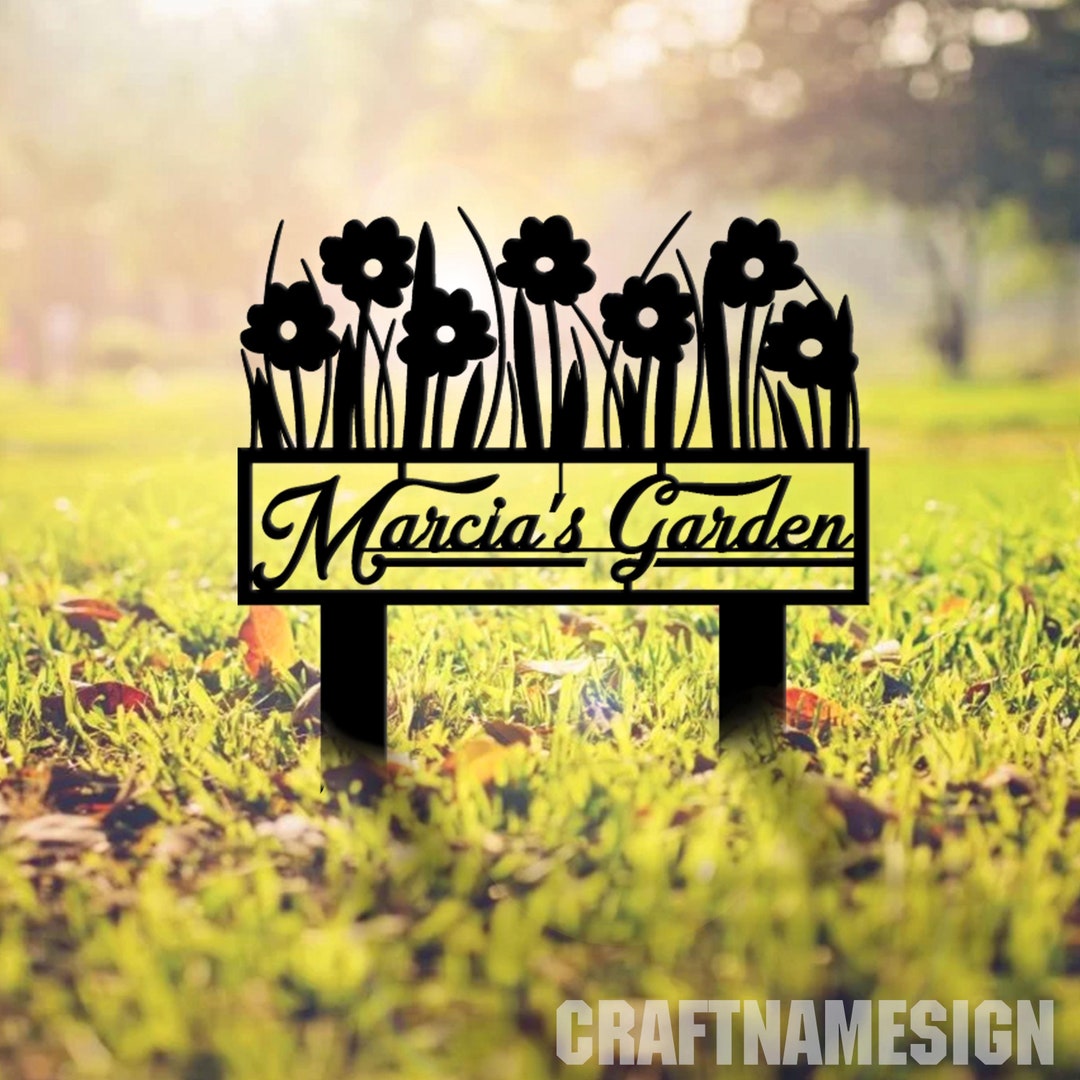Custom Flower Garden Metal Sign With Stake, Flower Garden Stake Decor ...