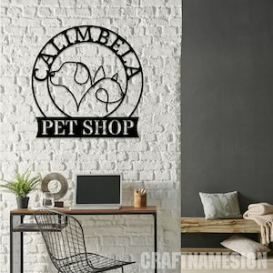 Personalized Pet Shop Sign Custom Logo Name Plaque Metal Wall Art Decor ...