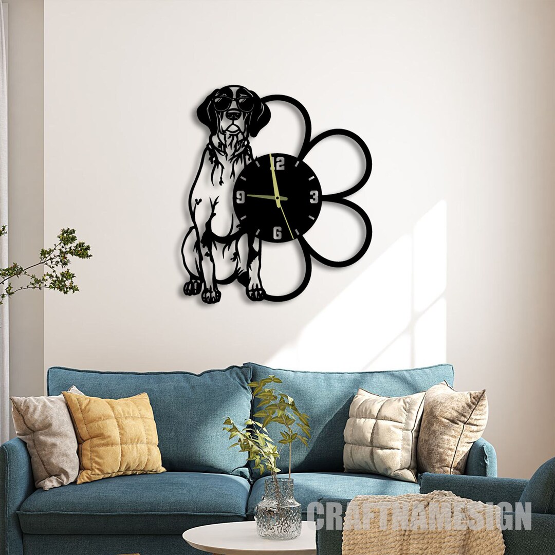 German Shorthaired Pointer Dog Metal Wall Clock, Wall Clock Unique for ...