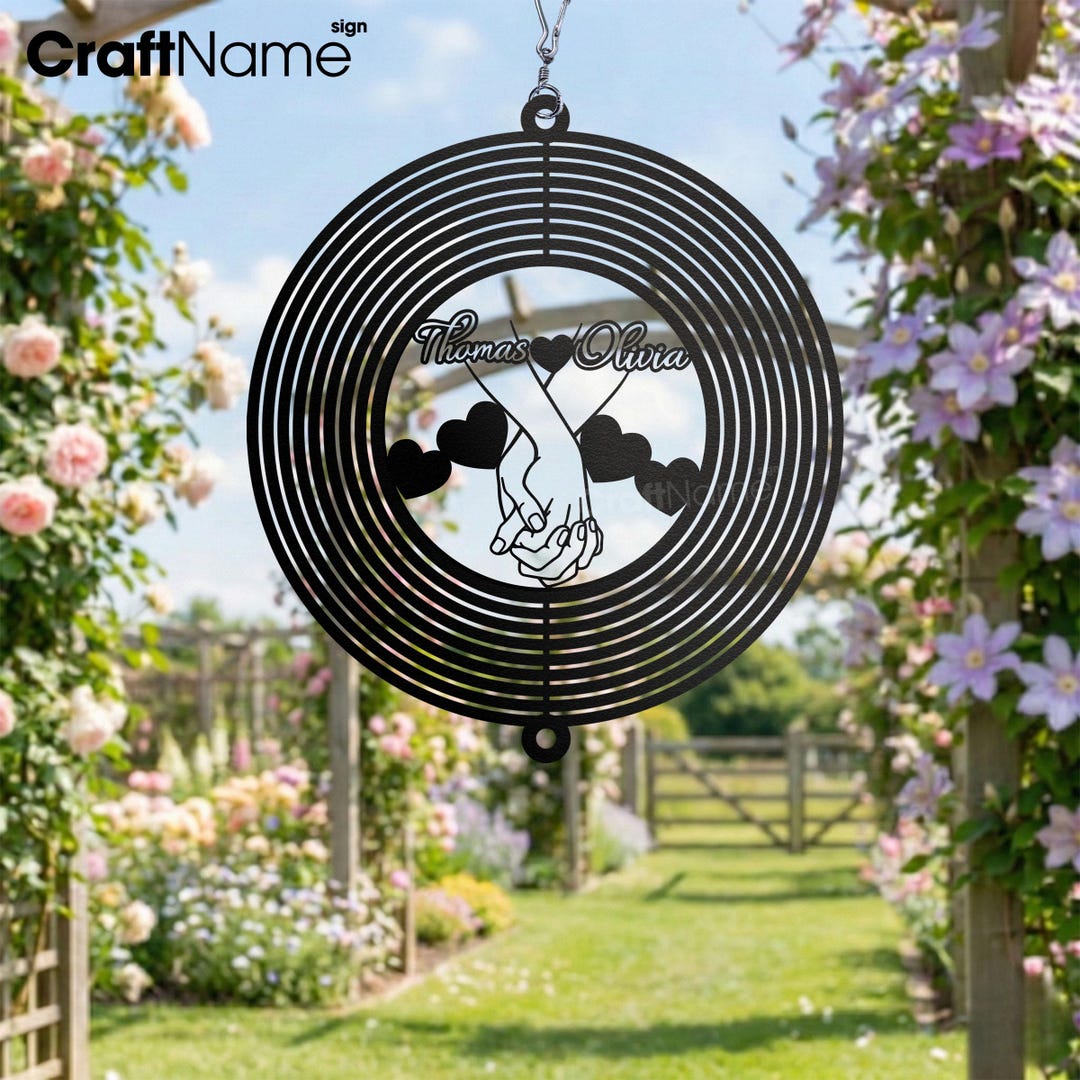Personalized Holding Hands Wind Spinner, Custom Couple Metal Yard Art ...