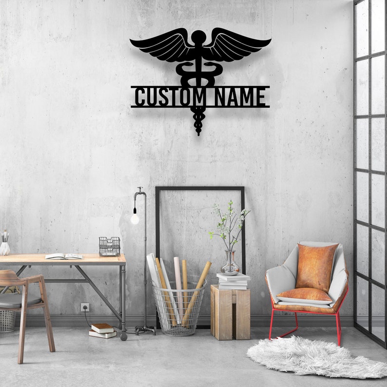 Custom Medical Symbol Caduceus MD Star Nursing Metal Wall Art - Etsy