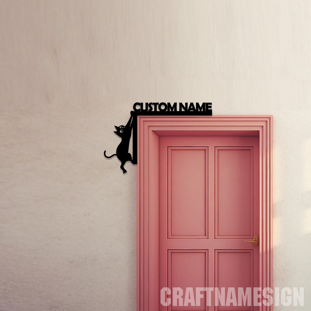 Custom Cat Door Corner Metal Wall Art, Cat Door Topper, Cat Door ...