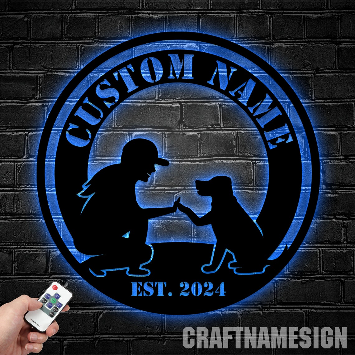 Custom Trainer Dog Metal Wall Art LED Light, Personalized Trainer Dog ...