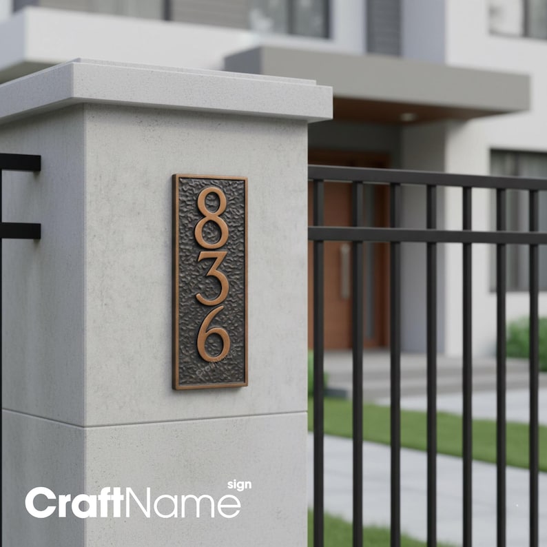 Custom Vertical House Number Plaque, Acrylic Address Sign for Entryway ...
