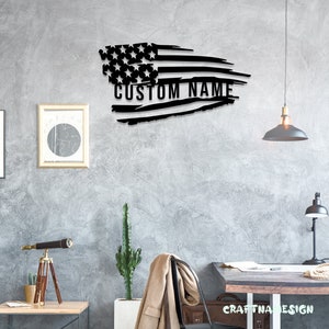 Custom Distressed USA Flag Metal Wall Art LED Light - Personalized ...