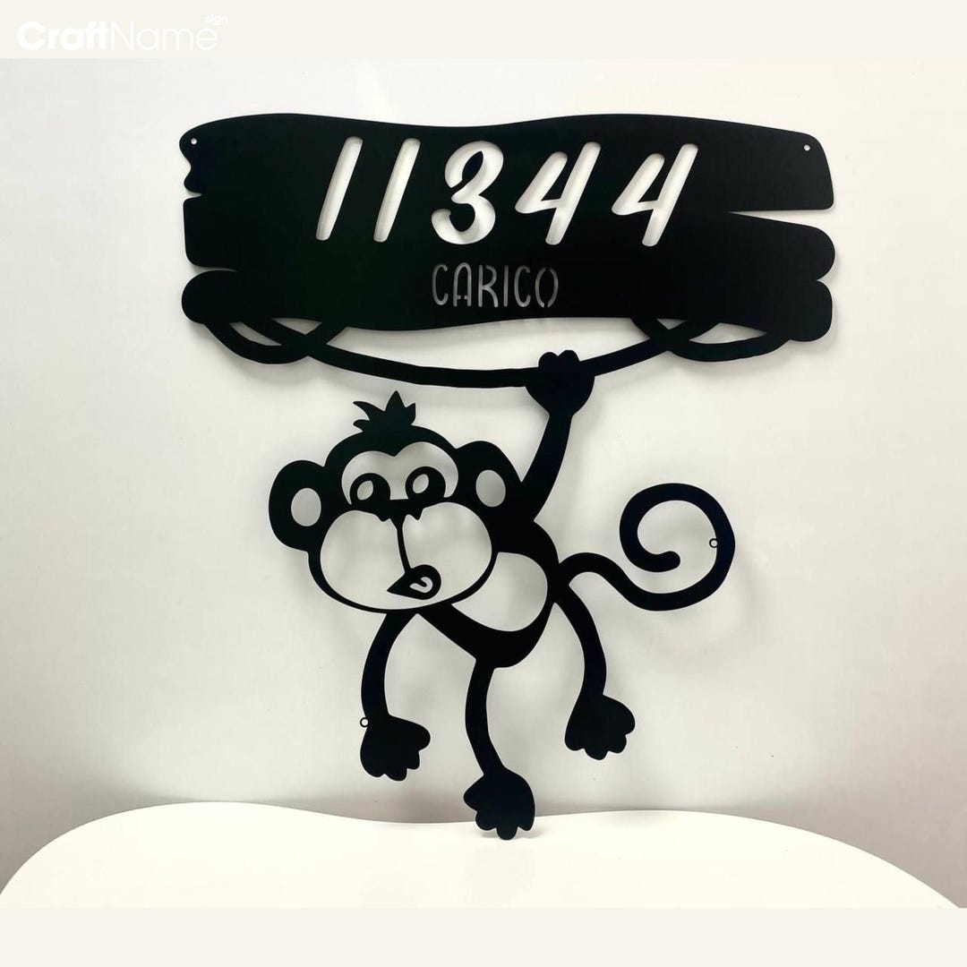 Personalized Monkey Swing House Number Address Metal Sign, Custom ...