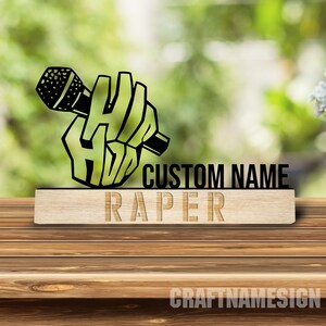 Custom Rapper Desk Name Plate, Rapper Metal Nameplate for Desk, Desk ...