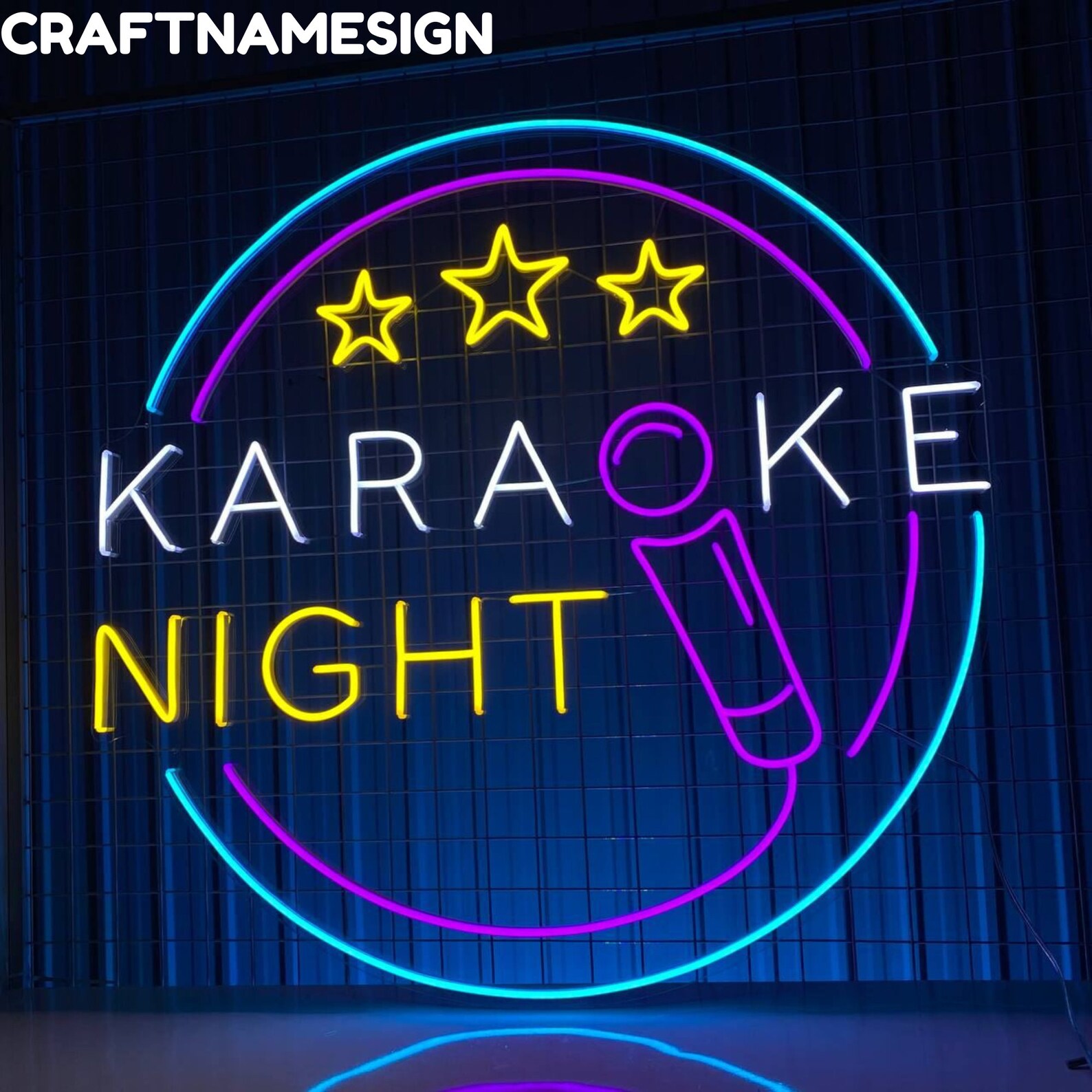 Karaoke Night Neon Sign – LED Wall Light for Bar, Lounge, or Music Room ...