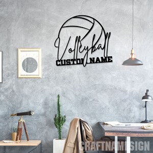 Personalized Volleyball Metal Wall Art LED Light, Volleyball Player ...