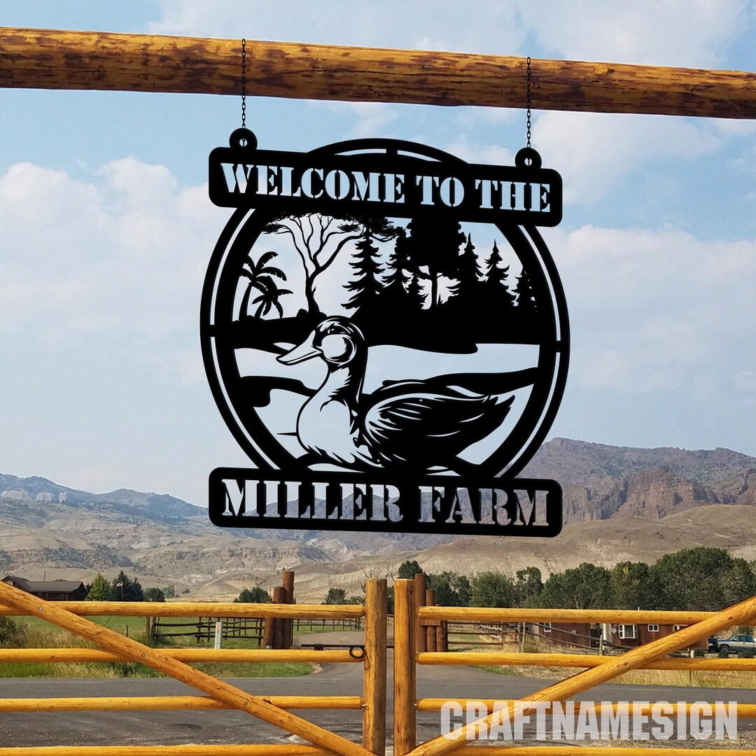 Custom Duck Cabin Metal Wall Art LED Light, Metal Name Sign Outdoor ...