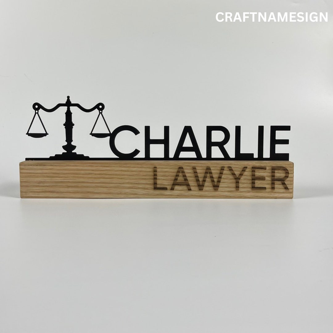 Wooden Lawyer Desk Name Plate, Metal Nameplate for Desk, Desk Nameplate ...