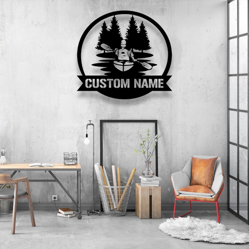 Custom Kayak Lake Life Metal Wall Art LED Light Personalized - Etsy