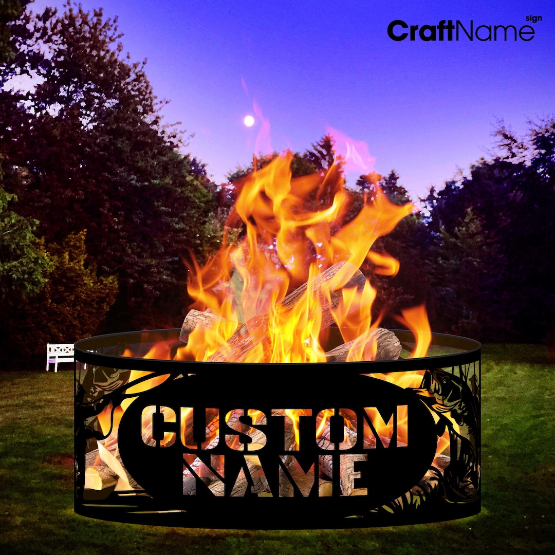 Personalized Fishing Fire Ring, Custom Metal Fire Pit, Outdoor Decor ...