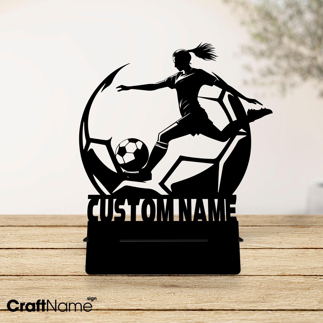 Custom Female Soccer Metal Cell Phone Stand, Soccer Player Name for ...