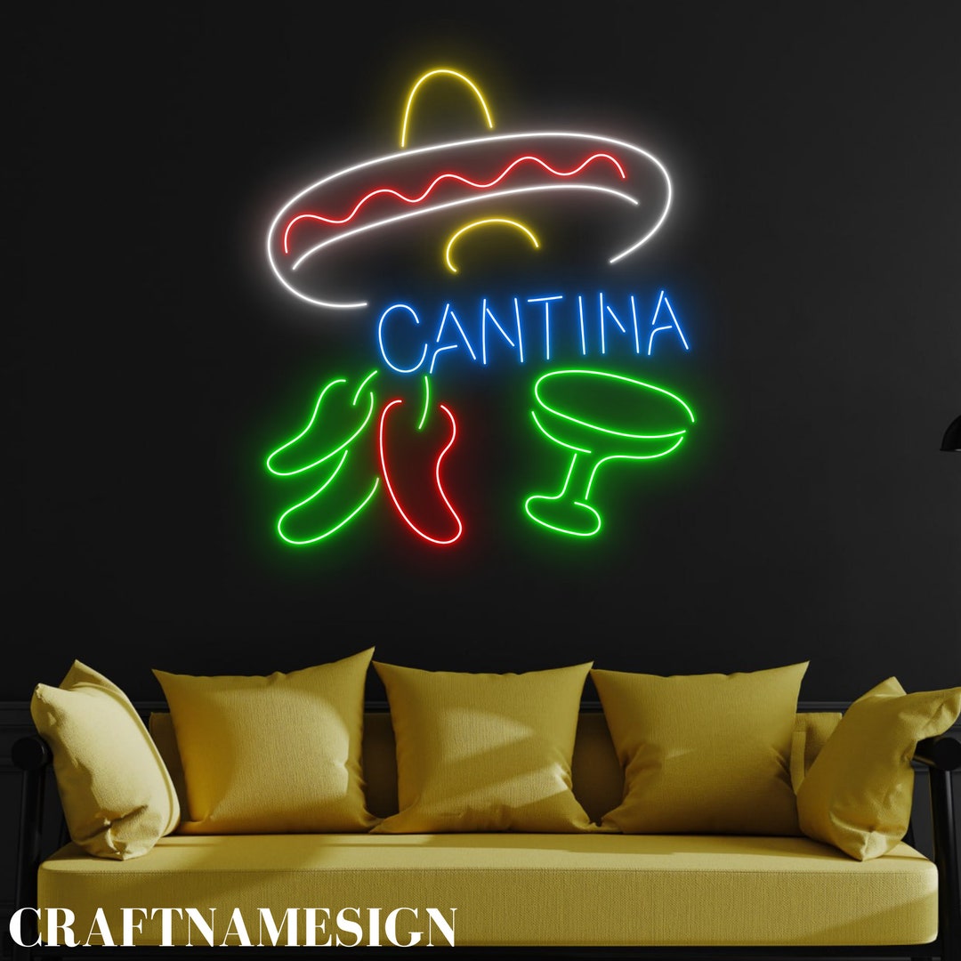 Mexican Cantana Neon Sign, Mexican Wine Bar Led Sign, Custom Neon Sign ...