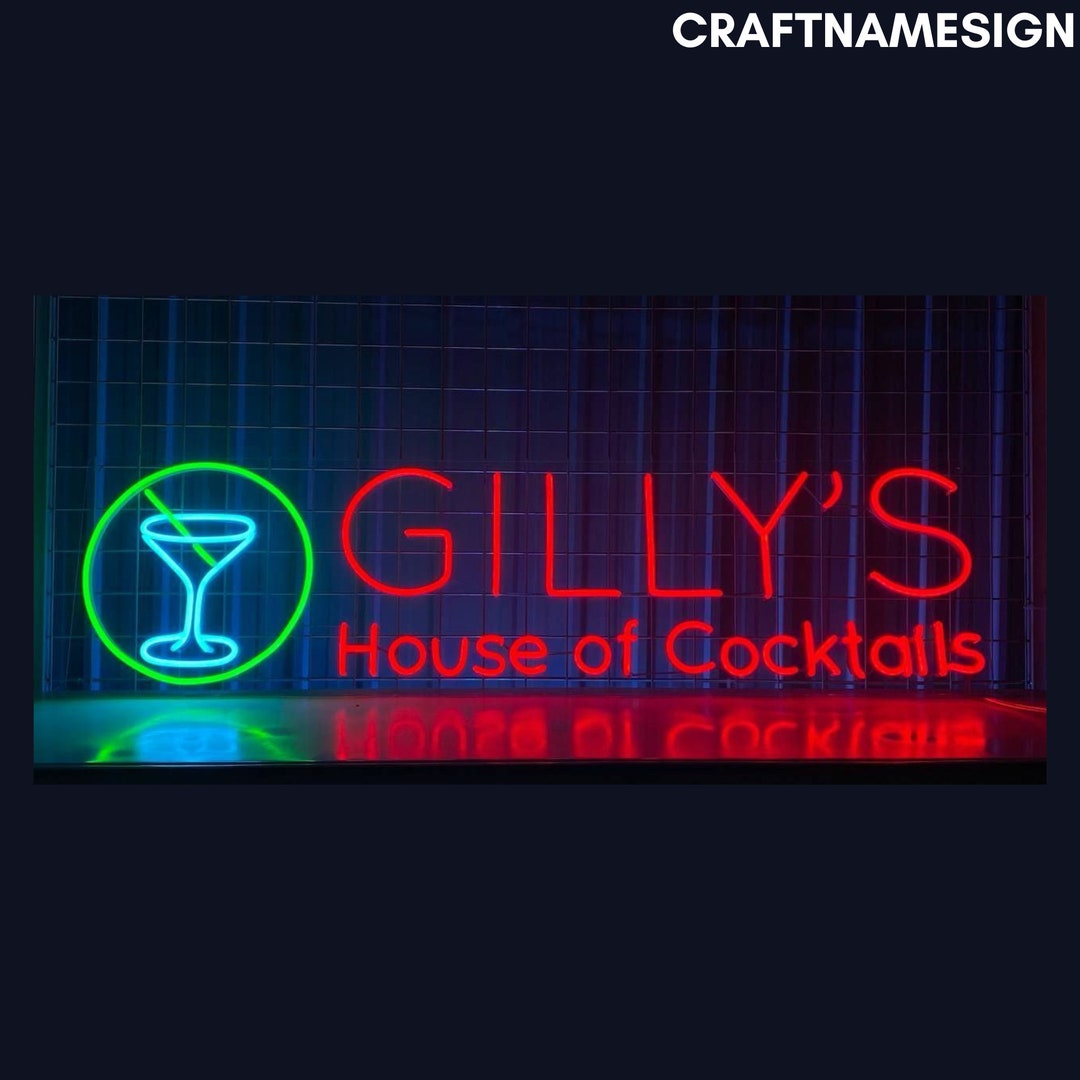 Custom House of Cocktails Neon Sign, Cocktails Led Sign, Custom Neon ...