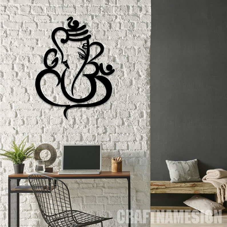 Custom Ganesha Metal Wall Art LED Light, Personalized Hindu Elephant ...