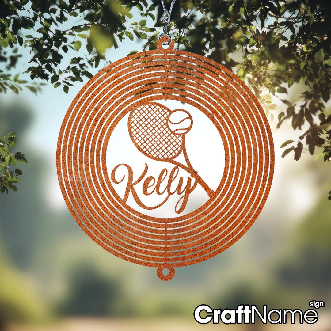 Personalized Tennis Wind Spinner Garden Hanging Sign, Custom Tennis ...