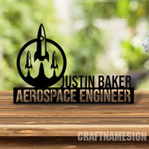 Custom Wooden Aerospace Engineer Desk Name Plate, Aircraft Engineering ...