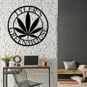 Custom Weed Metal Wall Art LED Light - Personalized Marijuana Name Sign ...