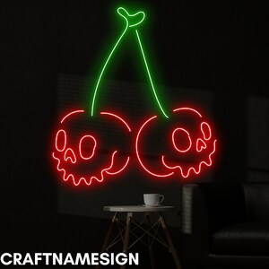 Cherry Skull Led Sign, Cherry Skull Neon Sign, Custom Neon Sign, Cherry ...