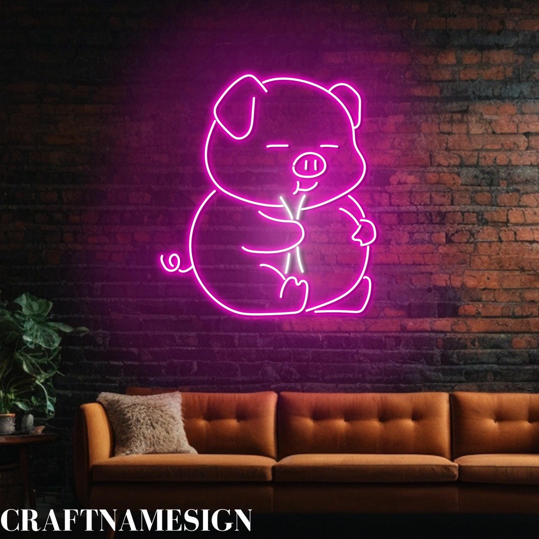 Chubby Pig Led Sign, Pig Pork Neon Sign, Custom Neon Sign, Pork ...
