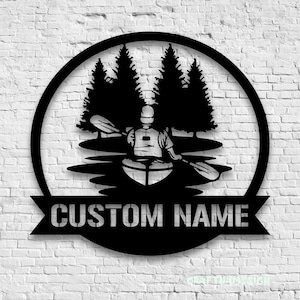 Custom Kayak Lake Life Metal Wall Art LED Light - Personalized Kayaker ...