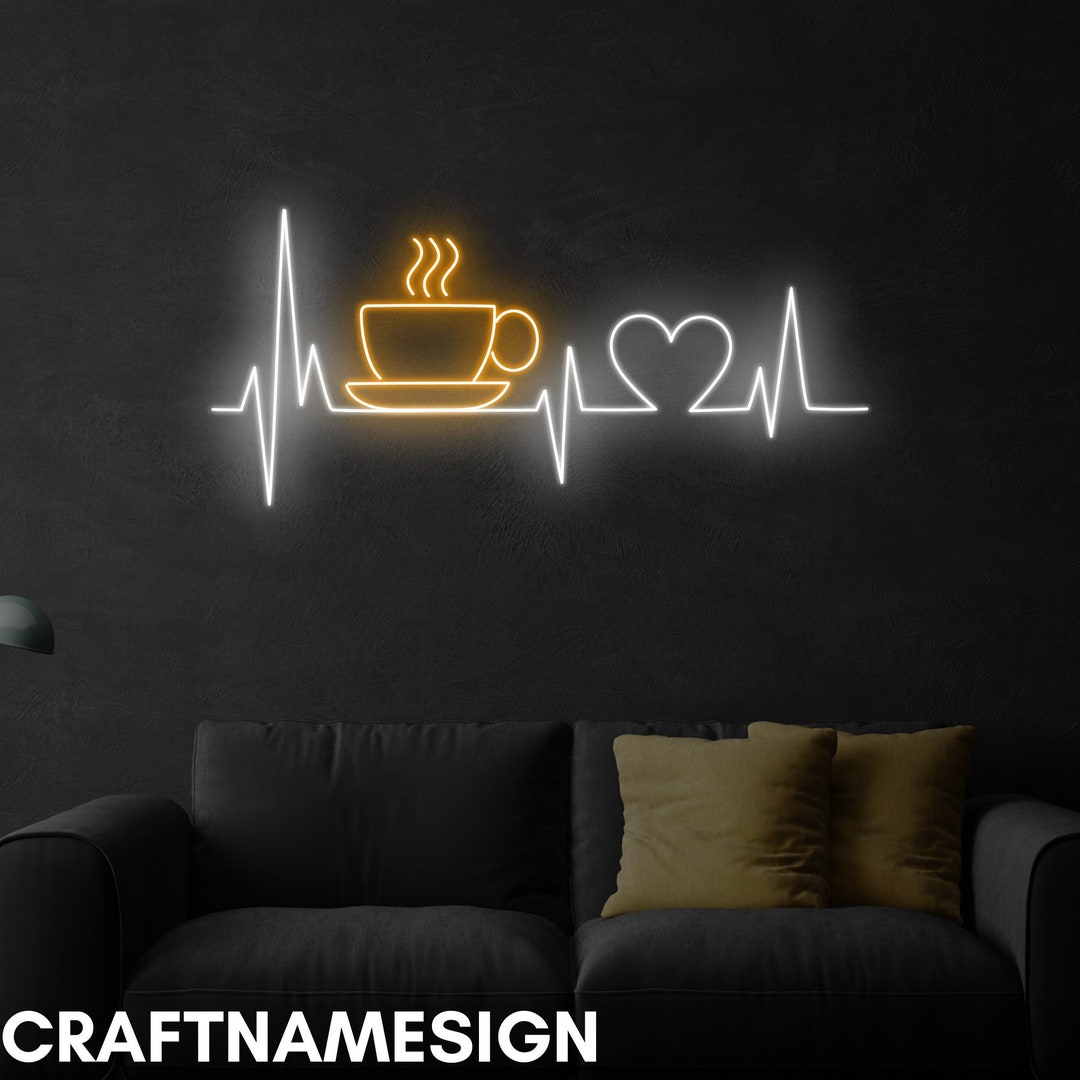 Coffee Heartbeat Neon Sign, Coffee Heartbeat Led Sign, Custom Neon Sign ...