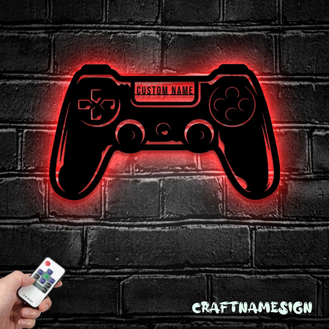 Custom Video Game Room Metal Wall Art LED Light - Personalized Gamer ...